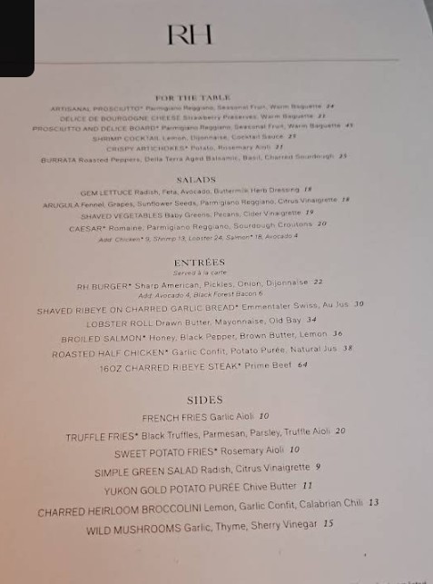 Menu for RH Rooftop NYC? | View elegant dishes and dining at RH New York